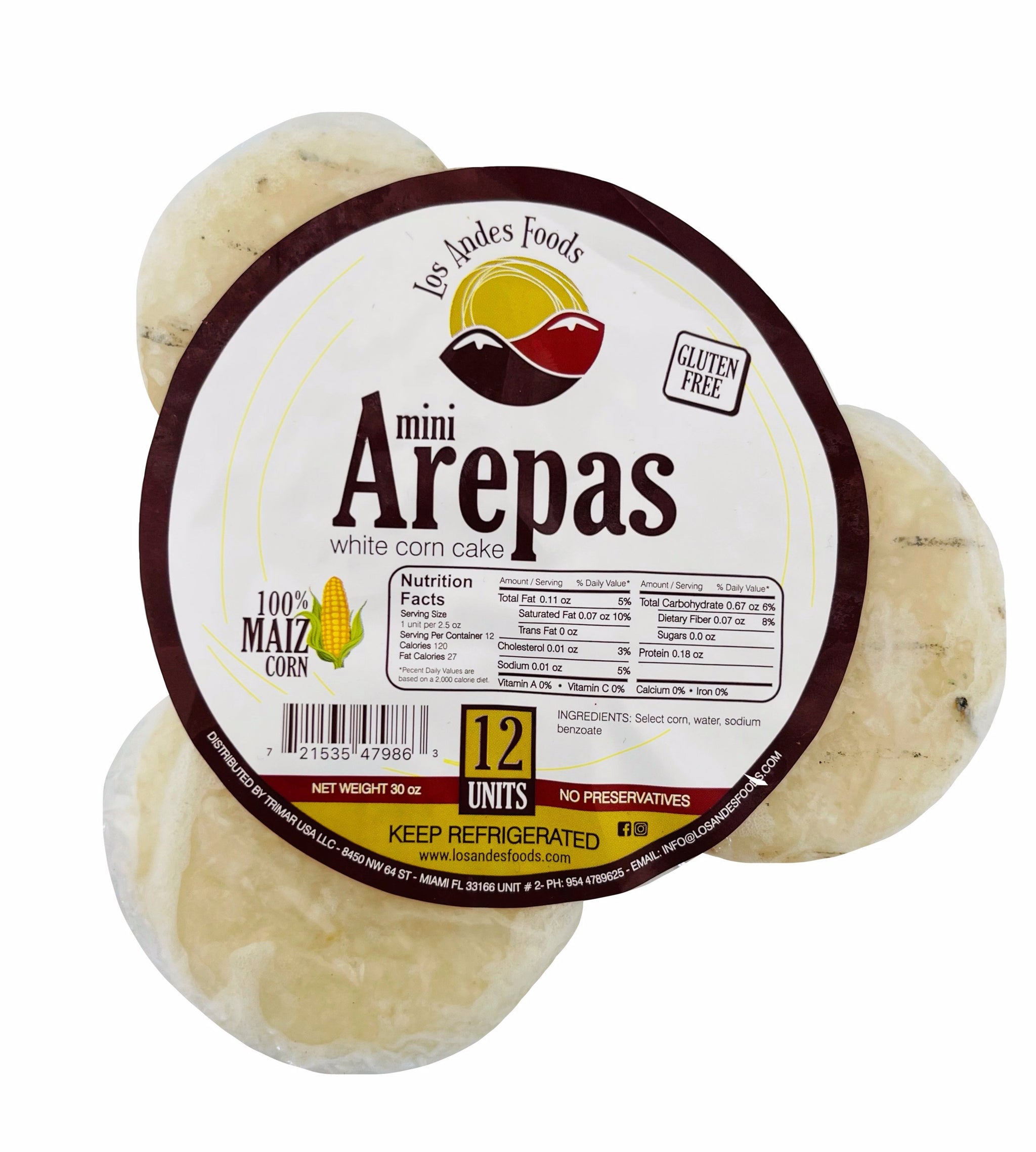 Arepa Plain Pequeña (12 UND) – Los Andes Foods Orlando